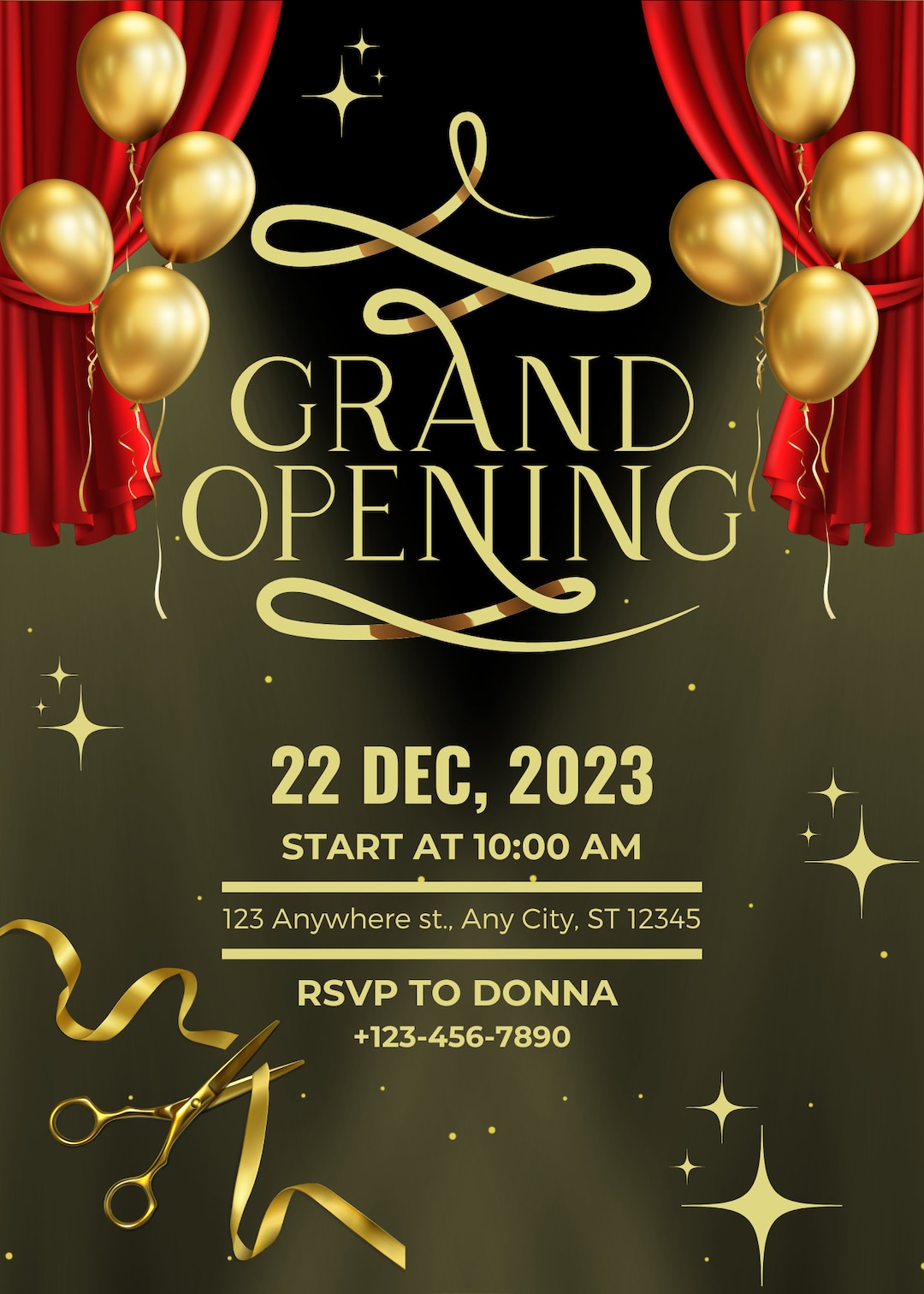 Elegant Grand Opening Invitation Card (black & Gold) - Customizable - Etsy