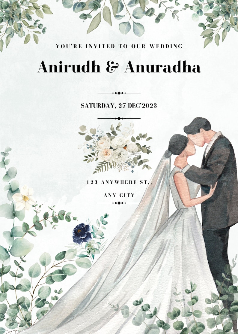 Digital Marriage Invitation Card nature 6 Customizable - Etsy