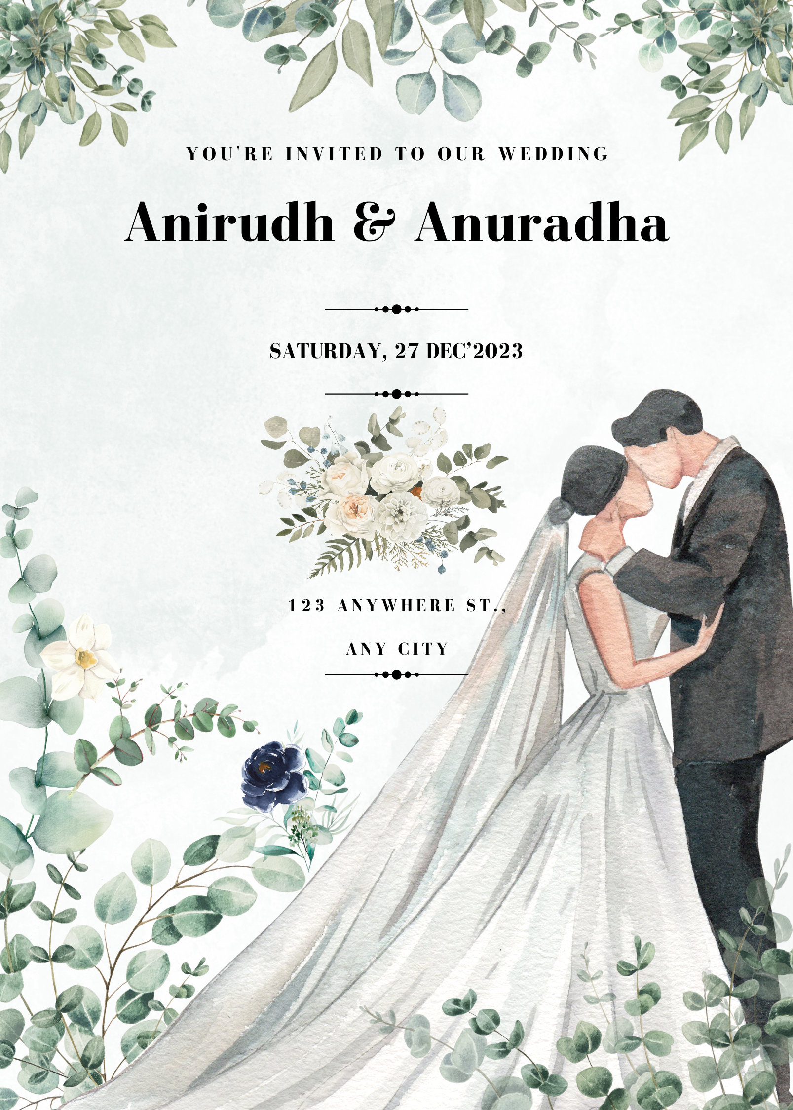 Digital Marriage Invitation Card nature 6 Customizable - Etsy