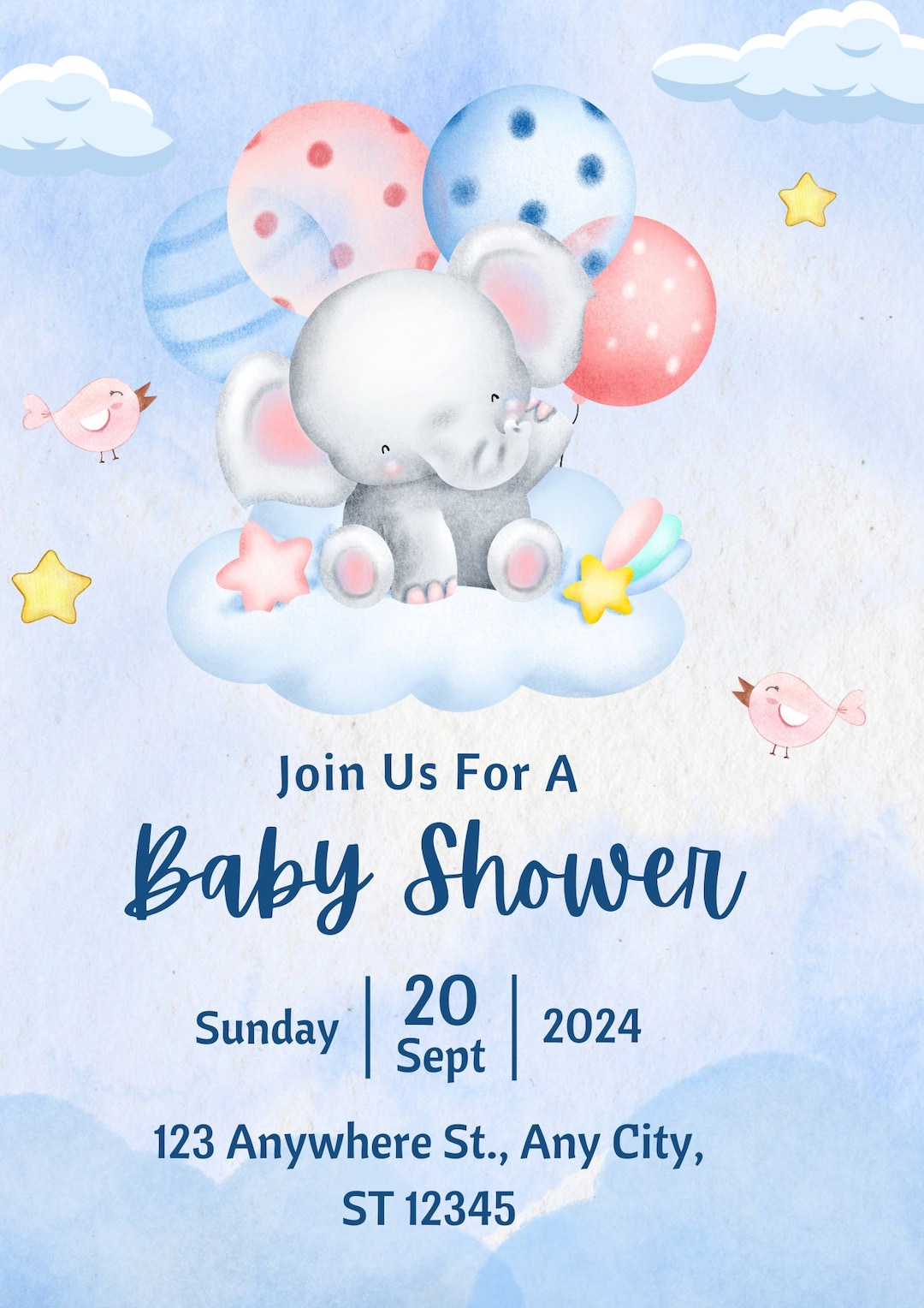 Elegant Baby Shower Invitation Card 20230902 - Customizable - Etsy