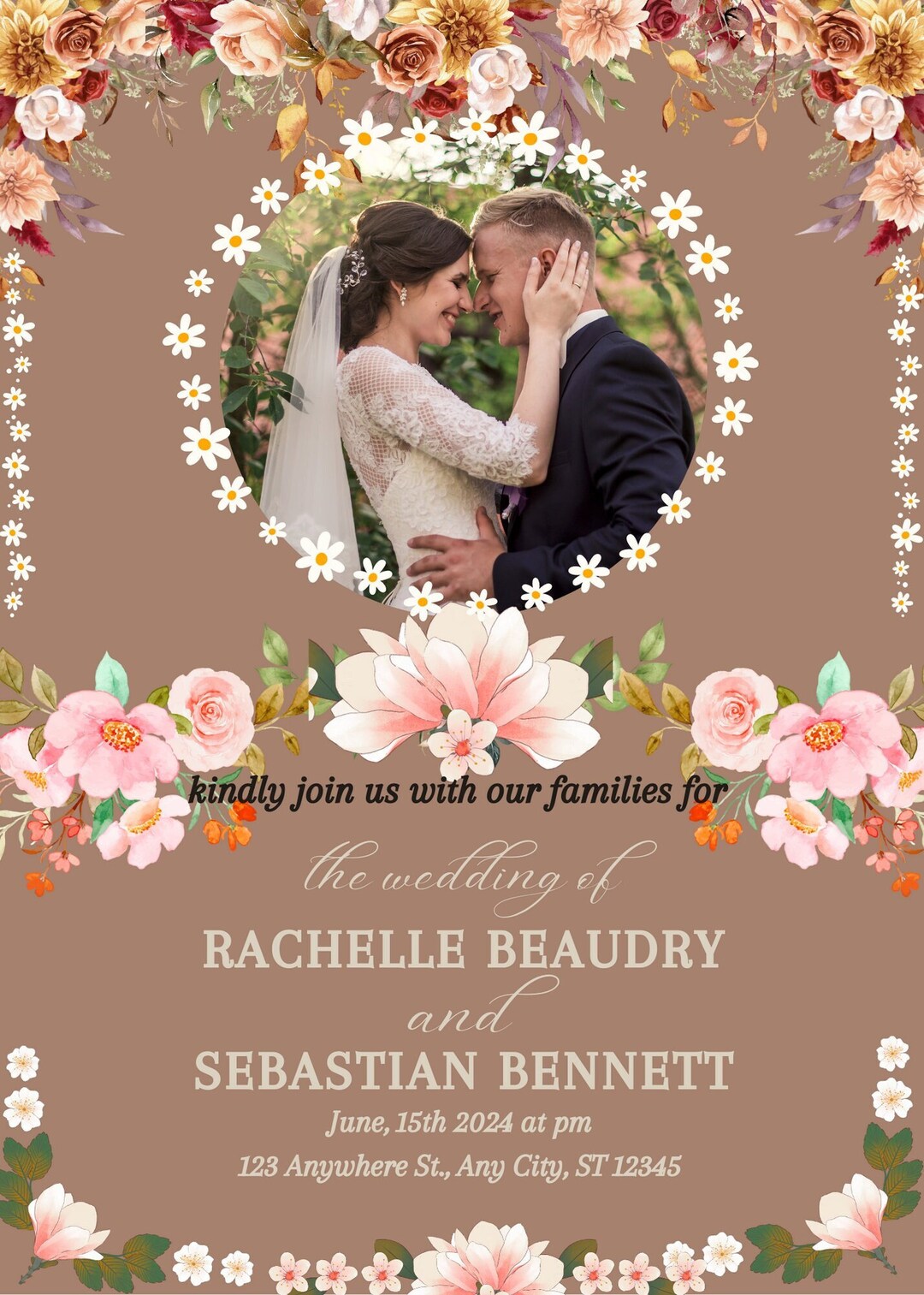 Digital Marriage Invitation Card nature 7 Customizable - Etsy