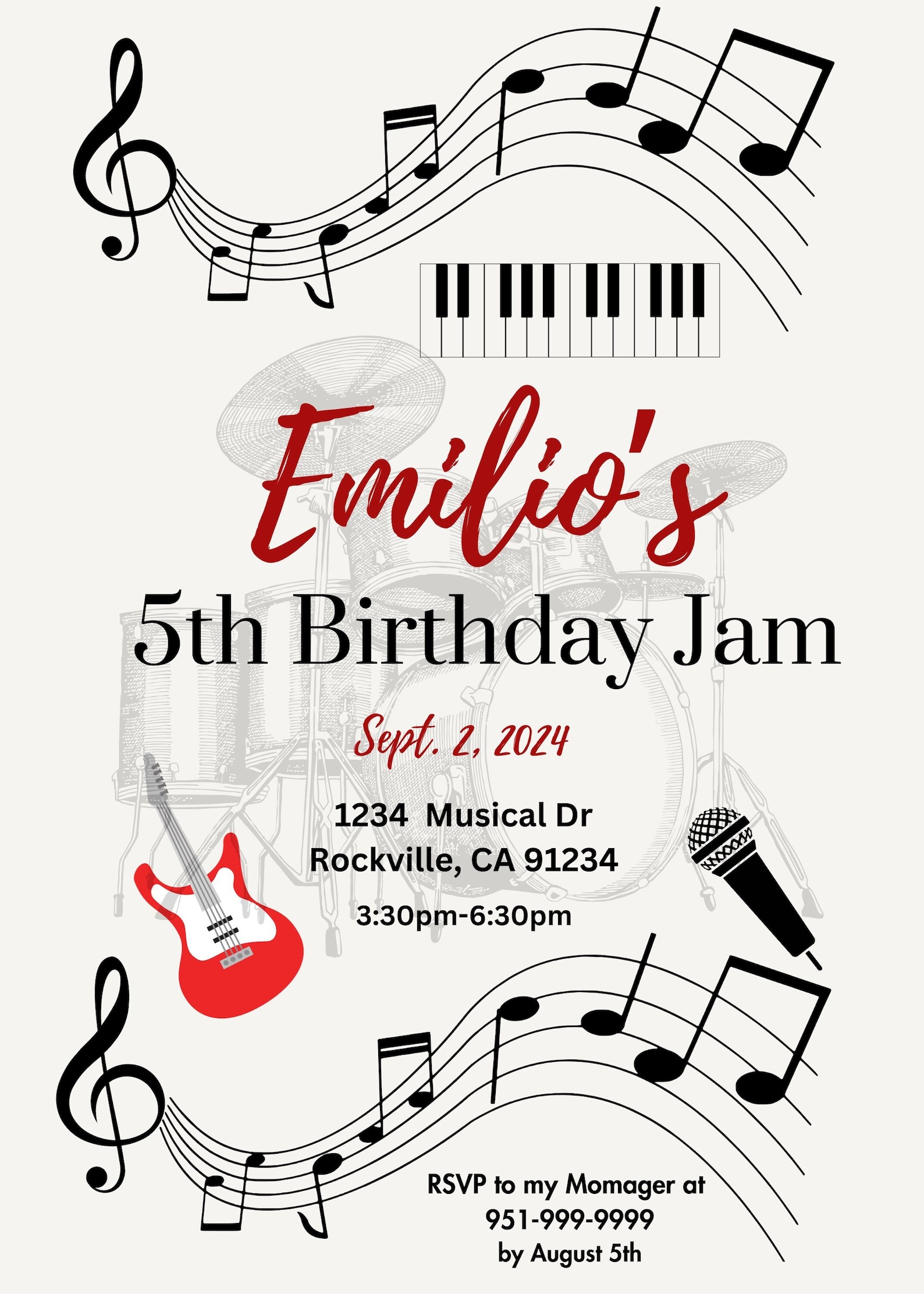 Music Inspired Invite, Kids Music Theme Party, Kids Music Party, Music ...