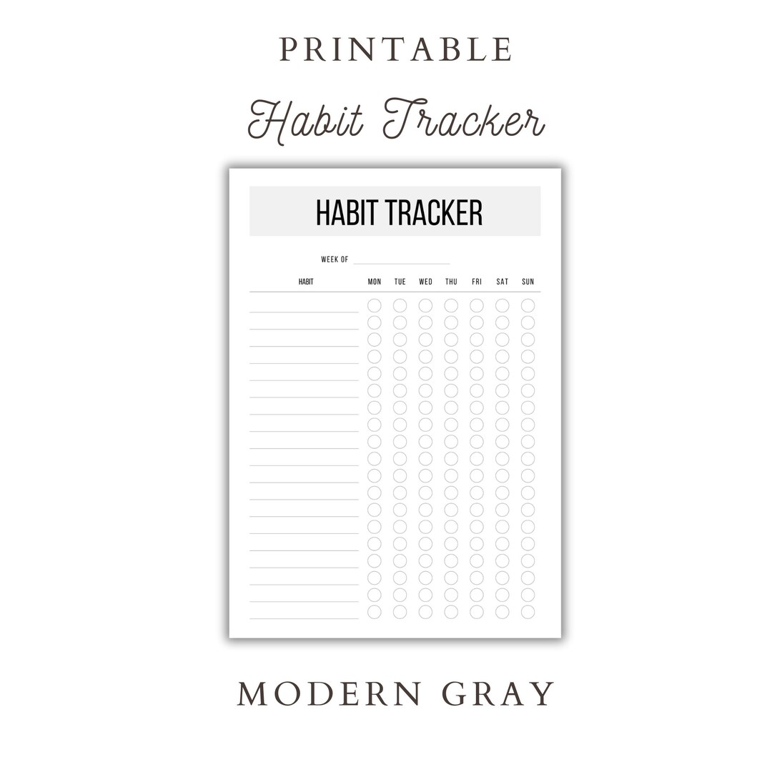 Habit Tracker - Modern Gray - Etsy