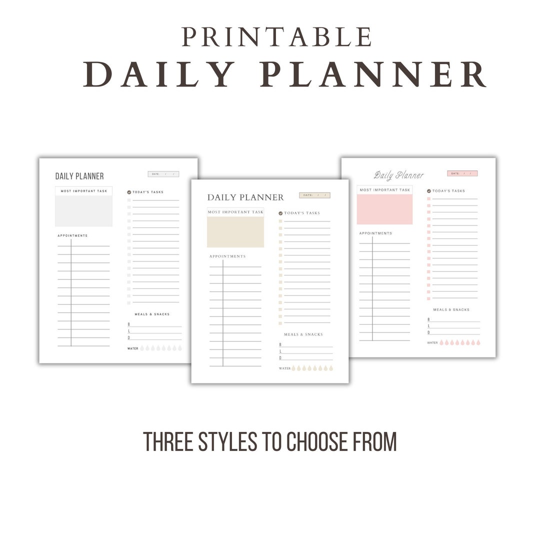 BUNDLE: Printable Daily Planner, Daily Planner Printable, Hourly ...