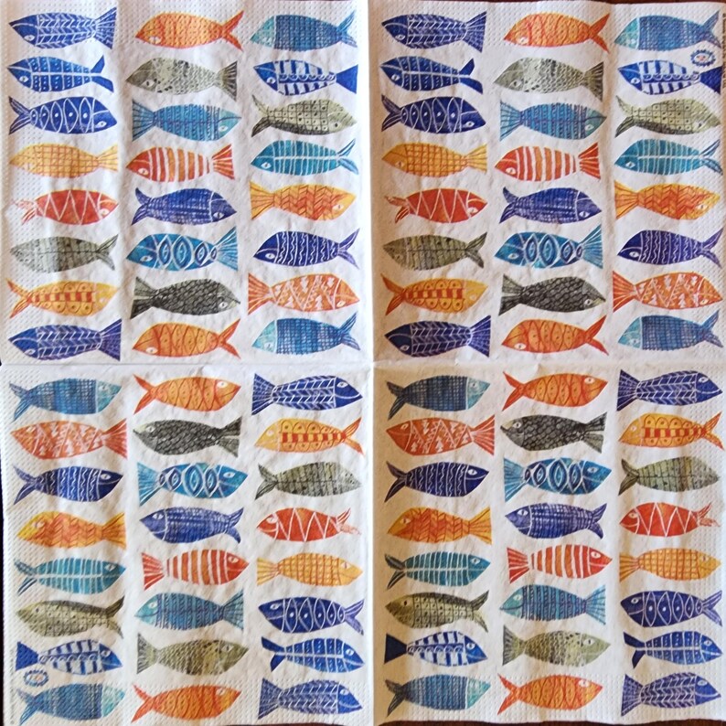 NEW ARRIVAL *decoupage Paper Napkins *fish Galore* Paper Napkins, Great ...