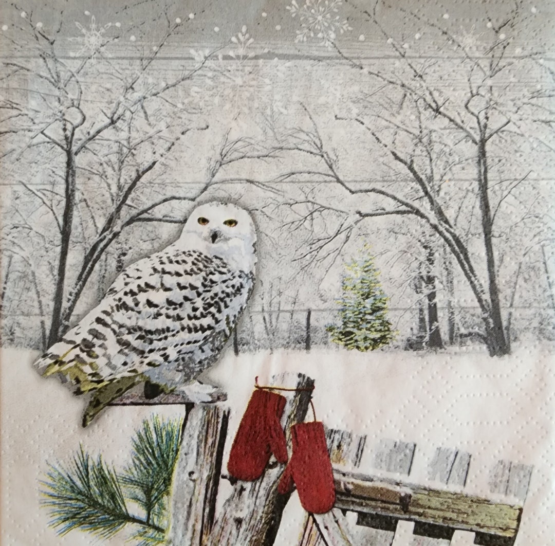 BACK IN STOCK *decoupage Paper Napkins *winter Owl* Paper Napkins ...