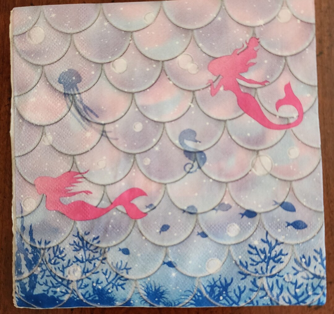 Decoupage Paper Napkins *mermaid Swimming* Paper Napkins, Great for ...
