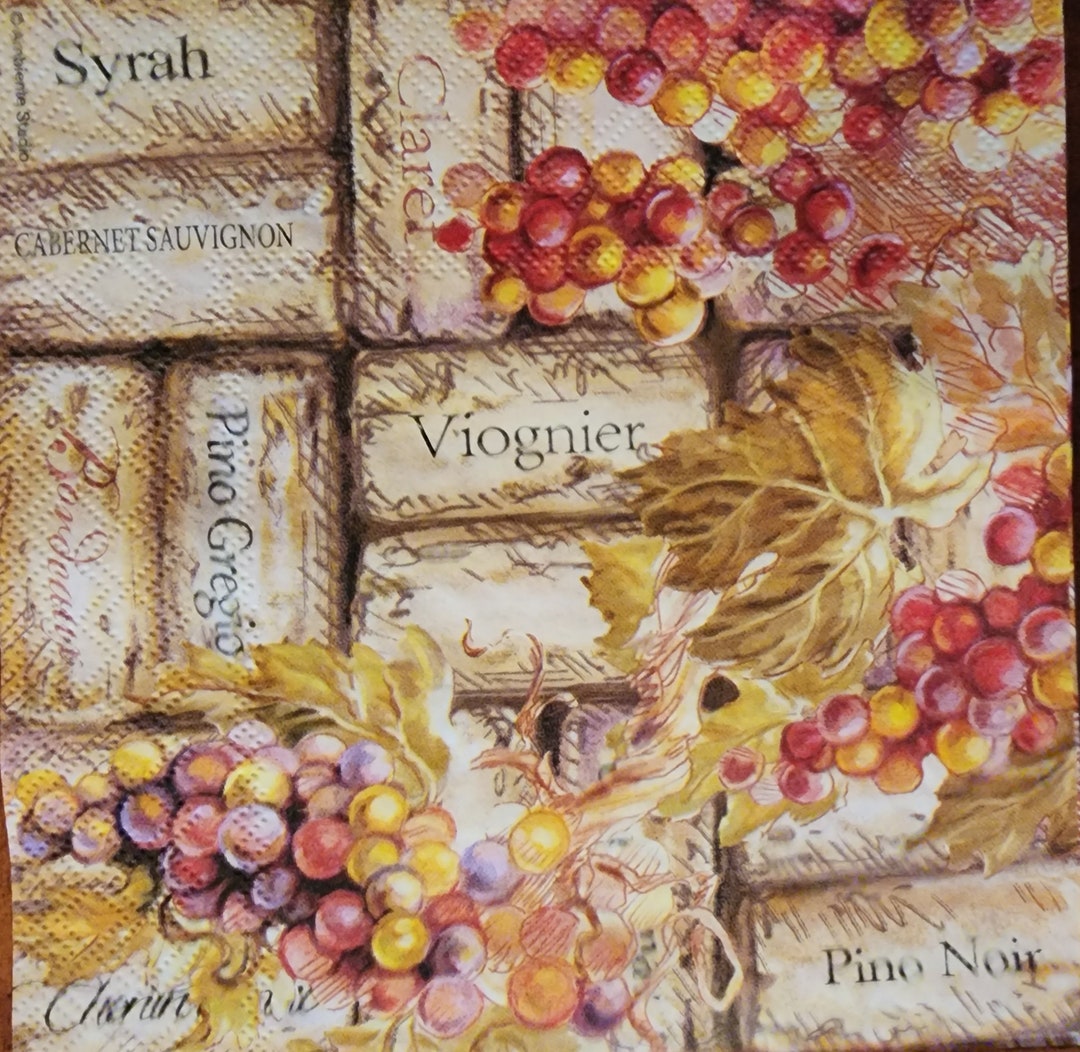 Decoupage Paper Napkins *corks and Grapes* Paper Napkins, Great for ...