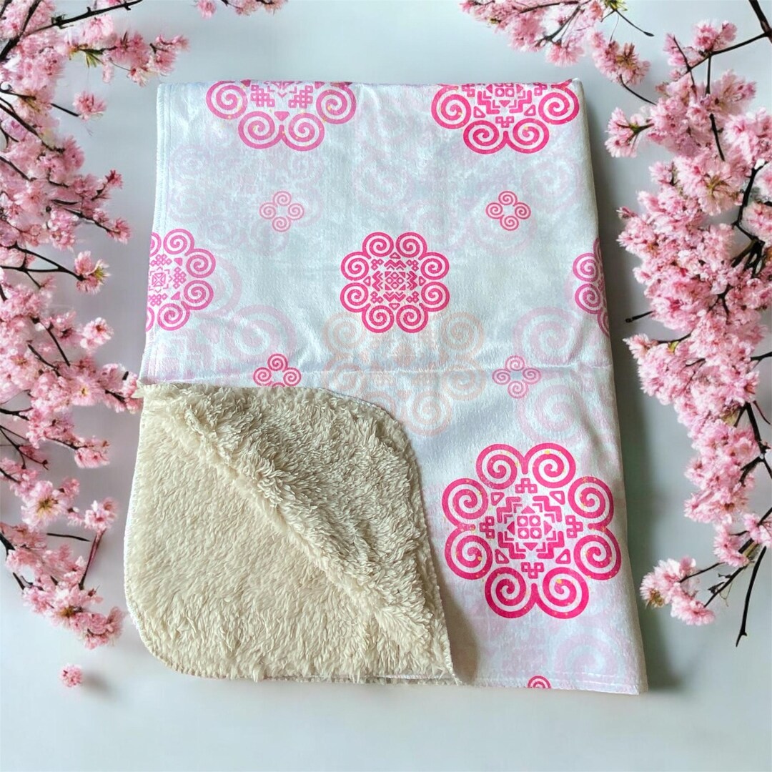 Sherpa Blanket - (SAND) - Hmong Inspired - Pink Theme - Silhouette ...