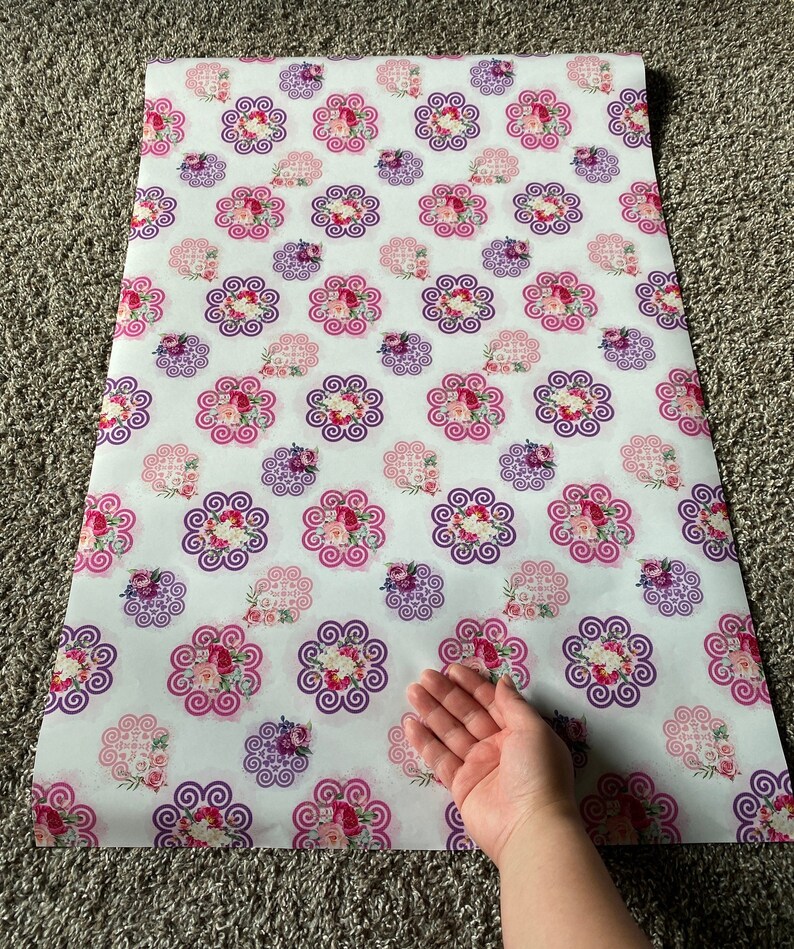 Gift Wrap Papers Hmong Inspired Pink & Purple Watercolor Florals ...
