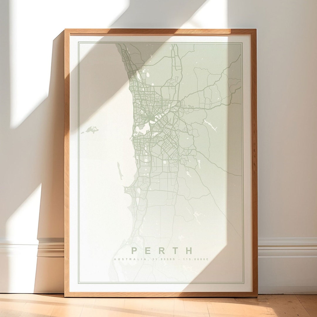 Perth Map Poster, Perth Map Print, Australia Map Art, City Map Prints ...