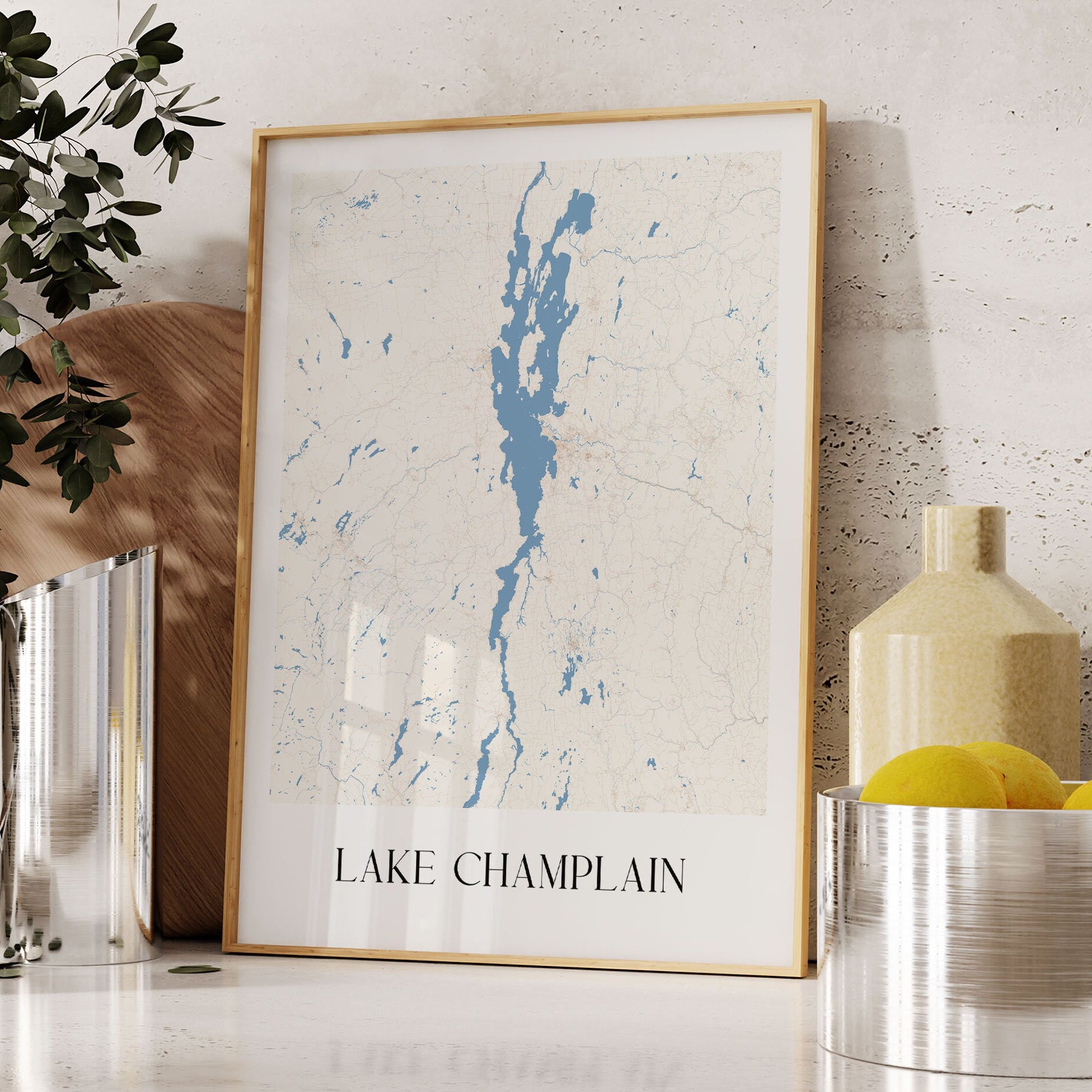 Lake Champlain Map Print, Map of Lake Champlain, Upstate NY Gift Idea ...