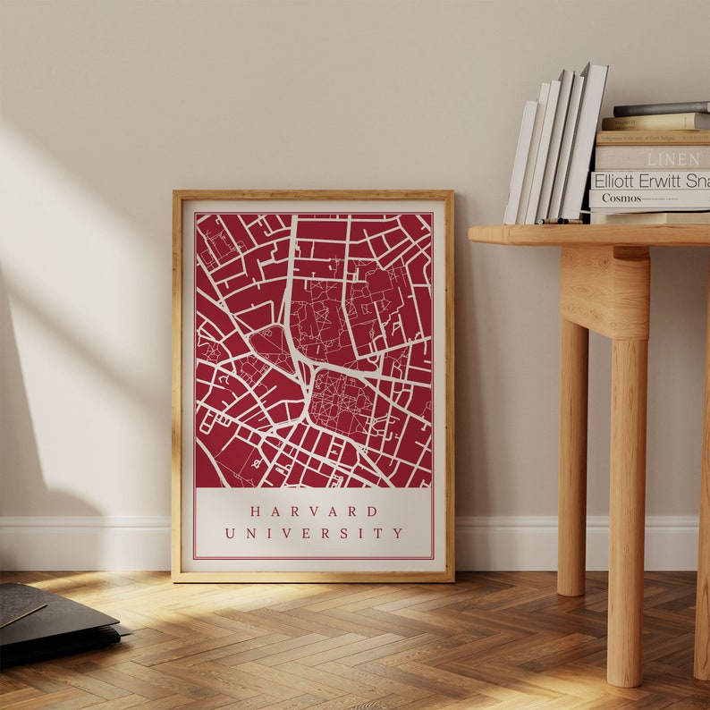 Harvard Map Print, Harvard University Gift, Harvard Square, Cambridge ...