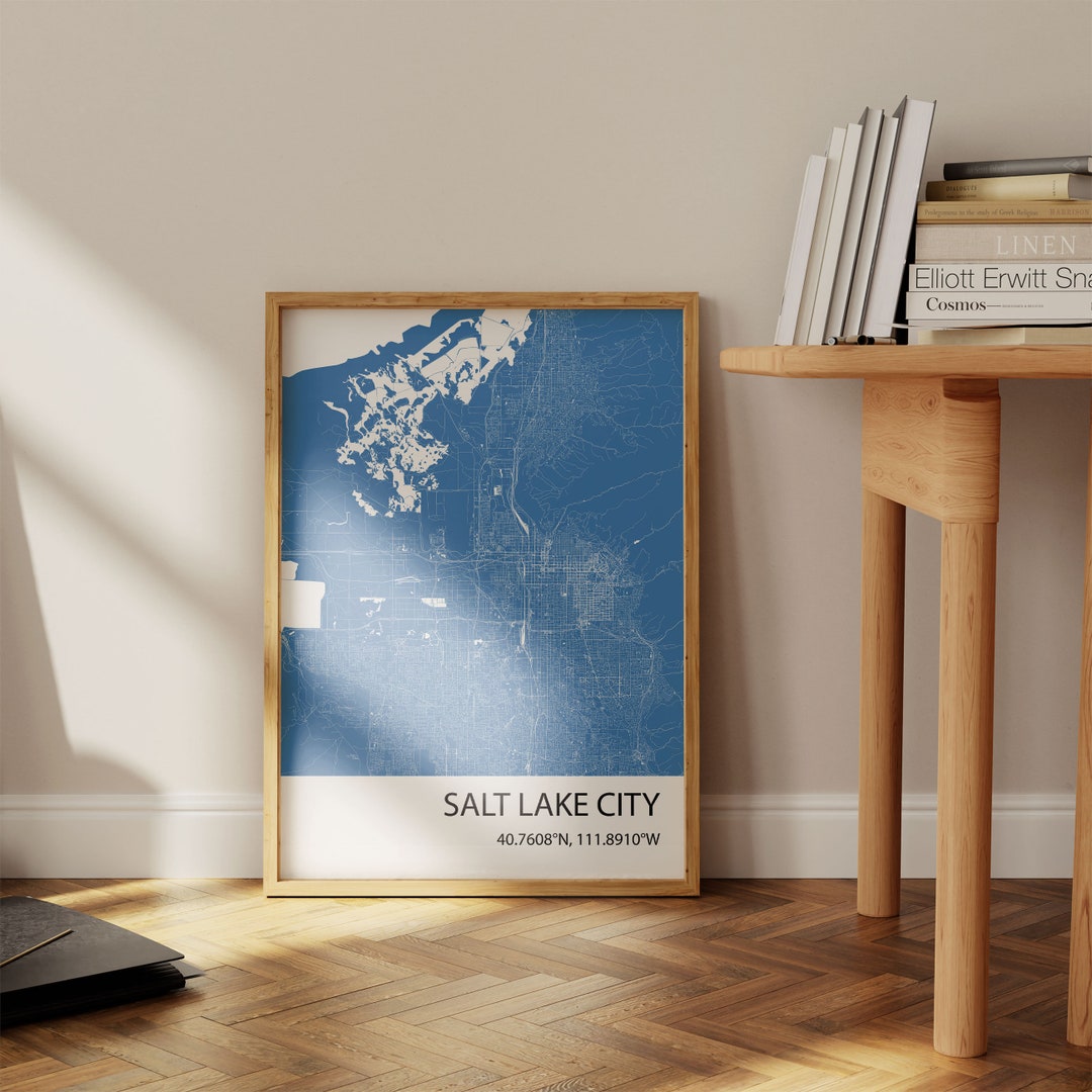 Salt Lake City Map Printable, City Blueprint Map, Custom Map Art ...