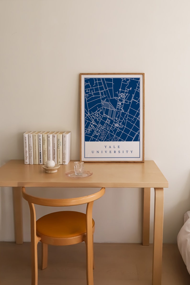 Yale Map Print, Yale University Art Gift, Yale Campus, New Haven CT ...