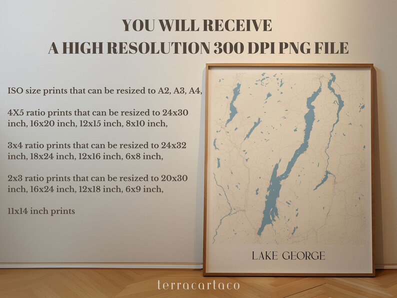 Lake George Map Poster Map of Lake George Upstate New York - Etsy