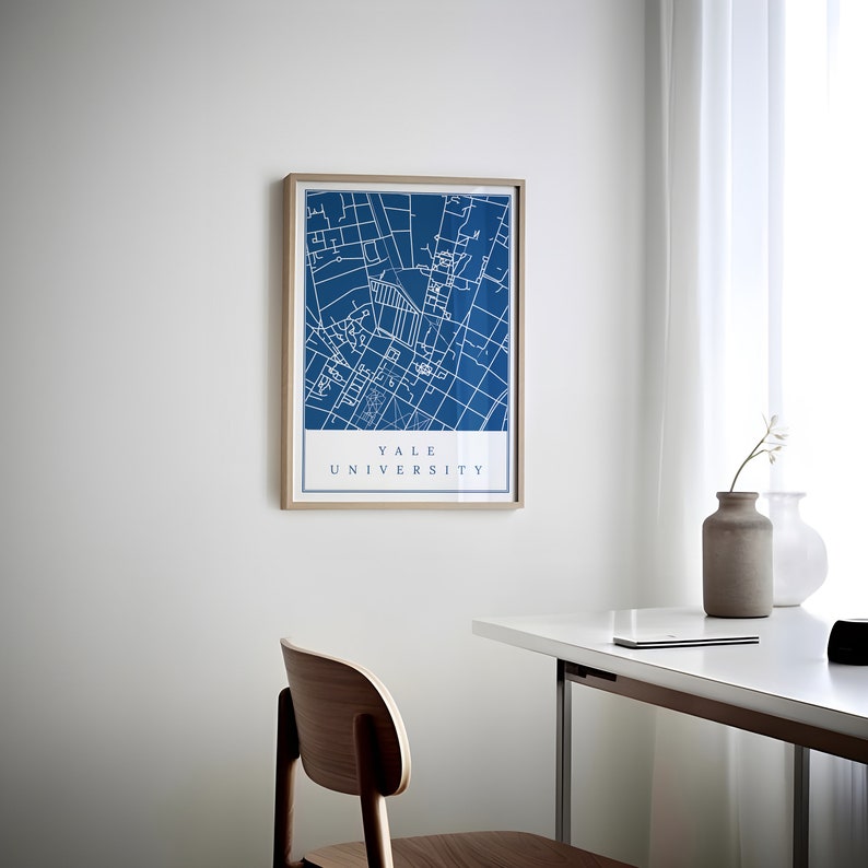 Yale Map Print, Yale University Art Gift, Yale Campus, New Haven CT ...