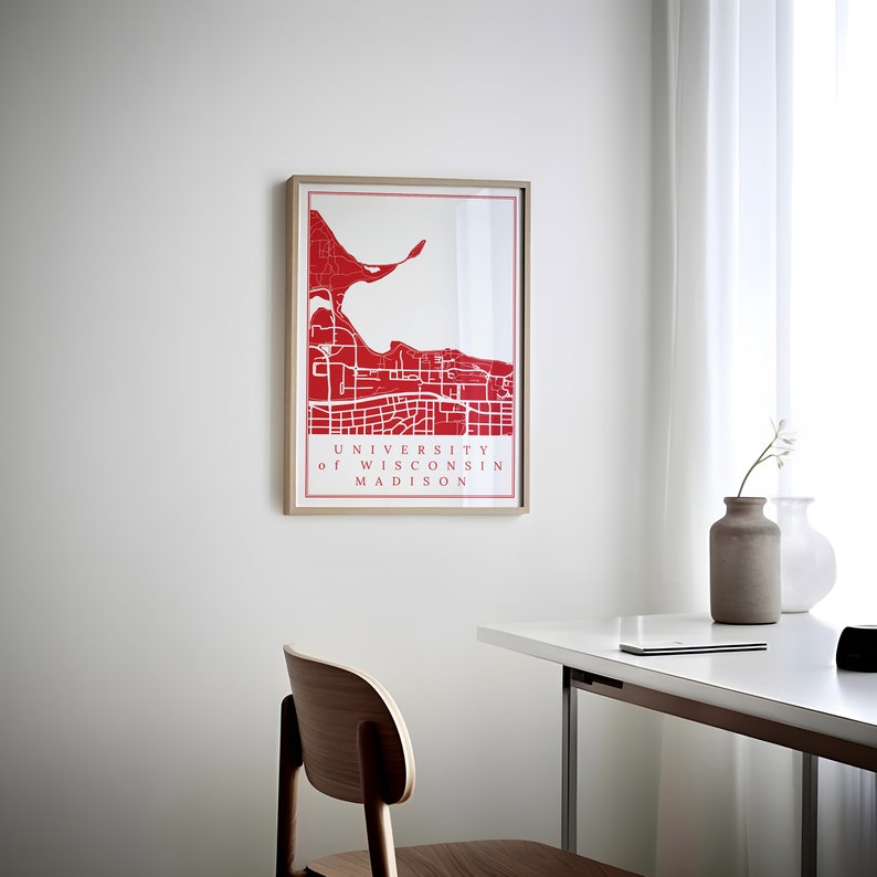 UW Madison Print, University of Wisconsin Madison Gift, Madison WI Map ...
