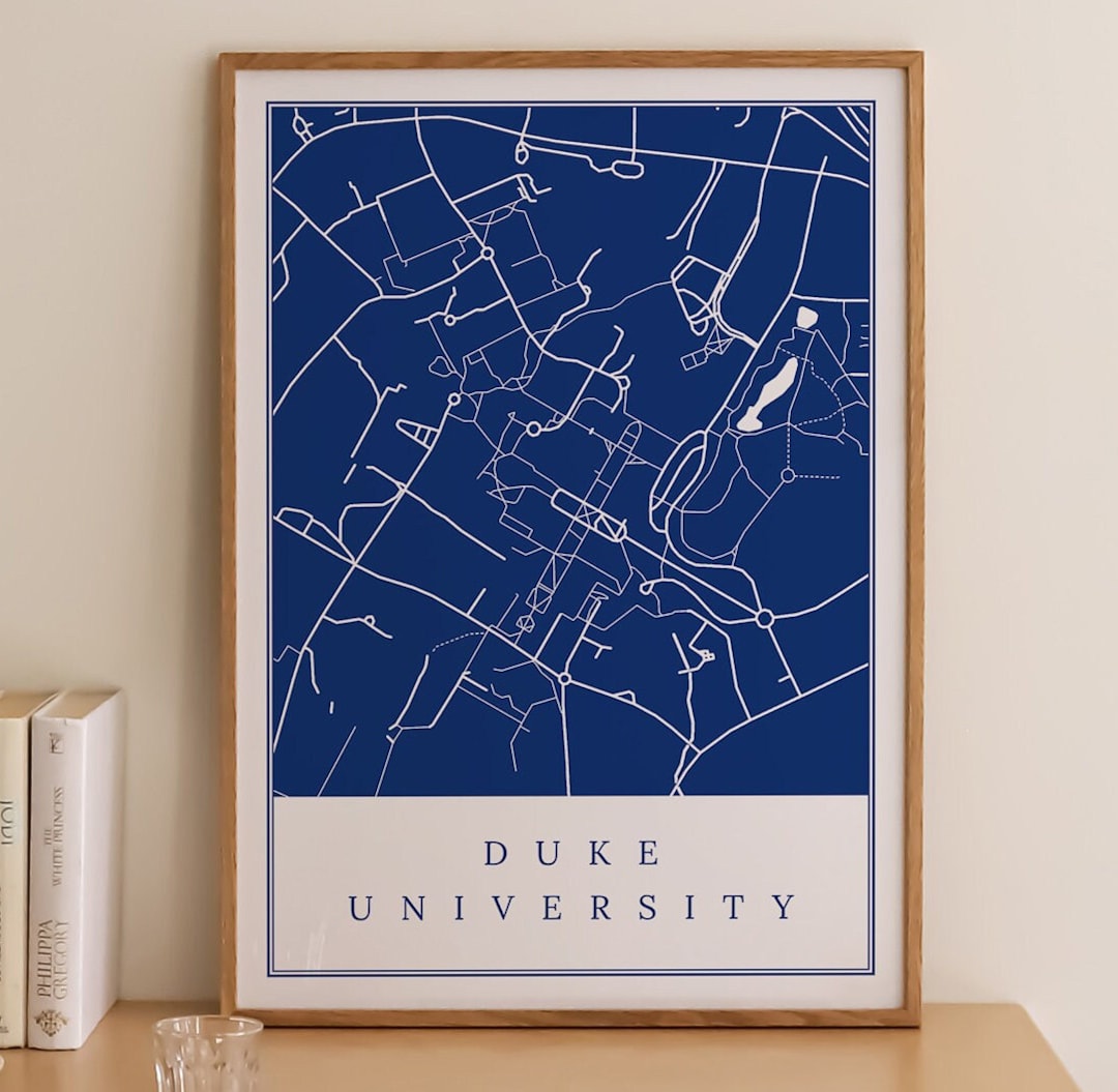 Duke University Map Print, Duke College, Duke Campus Map, Durham NC ...