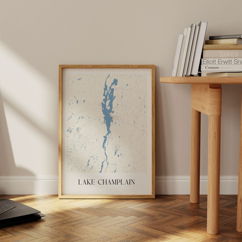 Lake Champlain Map Print, Map of Lake Champlain, Upstate NY Gift Idea, Custom Lake Map, Lake ...