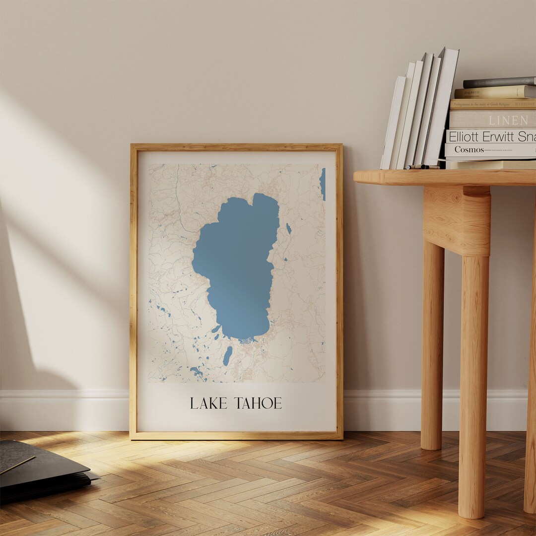 Lake Tahoe Map Poster Map of Lake Tahoe CA Print Nautical - Etsy