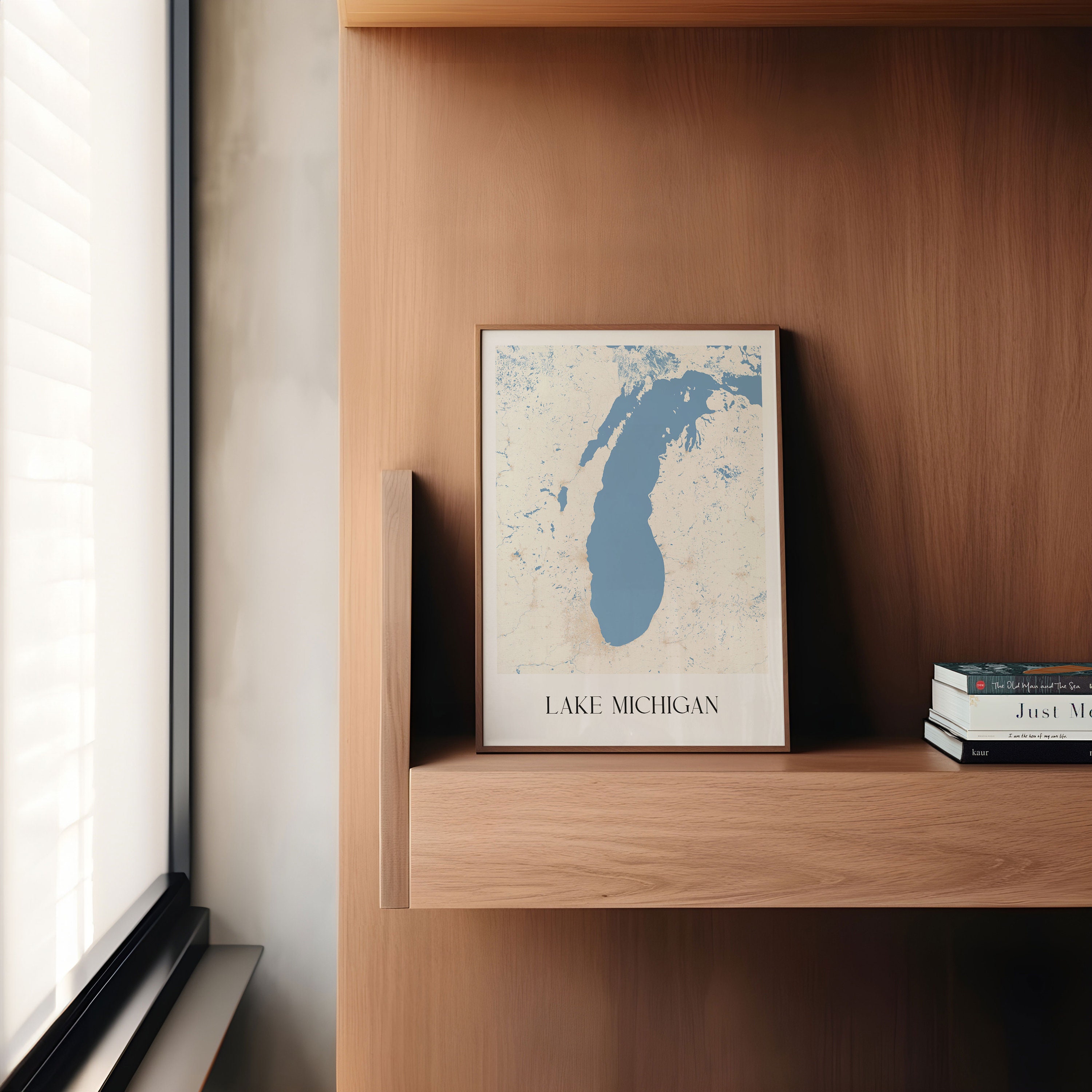 Lake Michigan Map Poster, Map of Lake Michigan, Great Lakes Gift Idea ...