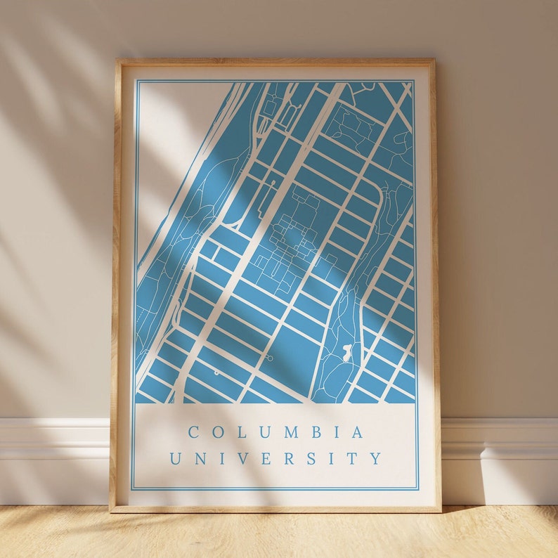 Columbia Map Print, Columbia University Gift, Columbia Campus Map, New ...
