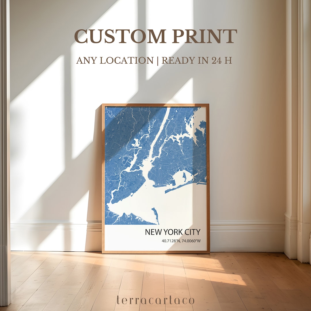 Custom Map Print, Custom City Map, Personalized Map Print, Modern Urban ...