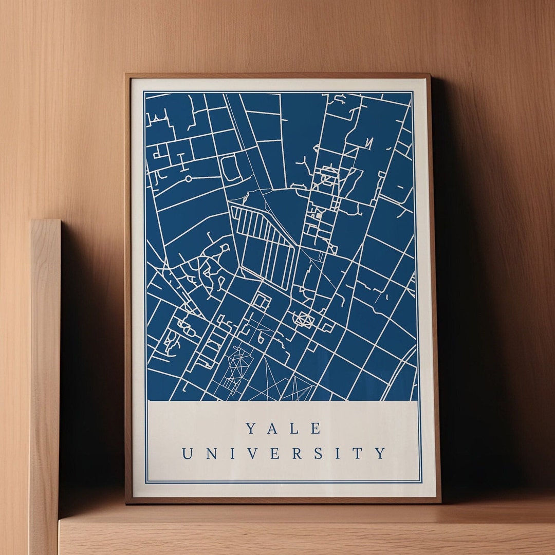 Yale Map Print, Yale University Art Gift, Yale Campus, New Haven CT ...