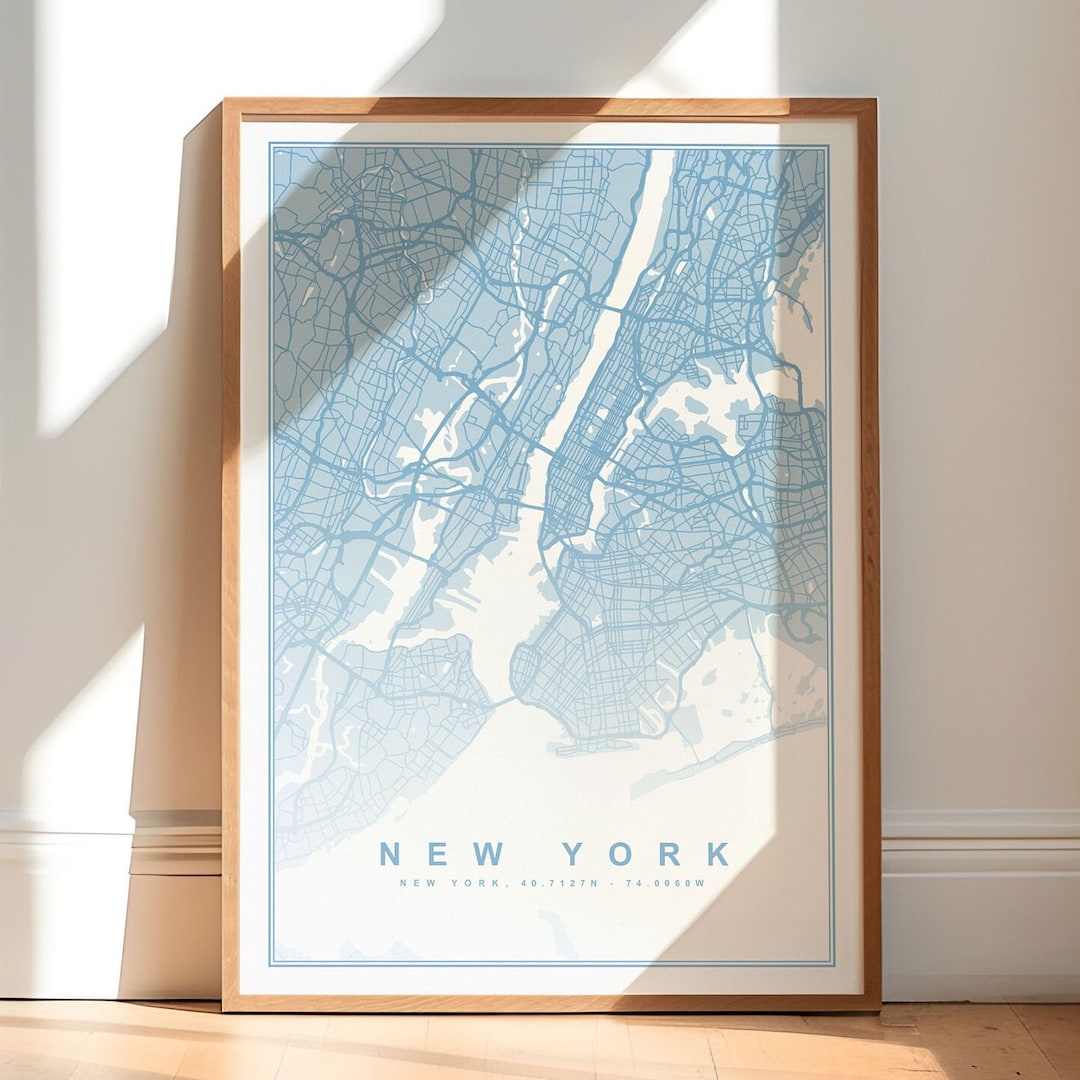 New York Map Poster, NYC Map Print, New York City Art, City Map Prints ...