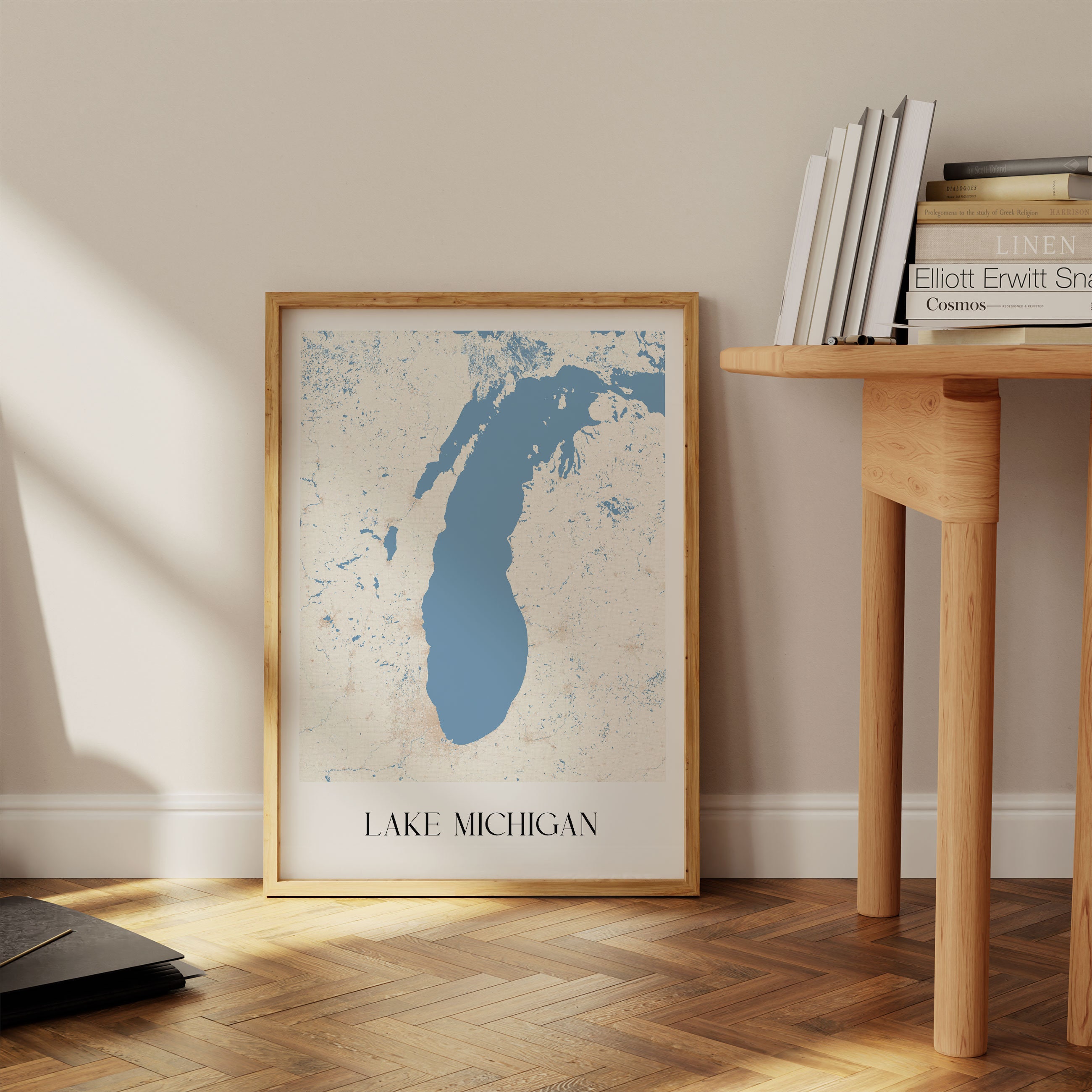 Lake Michigan Map Poster, Map of Lake Michigan, Great Lakes Gift Idea ...