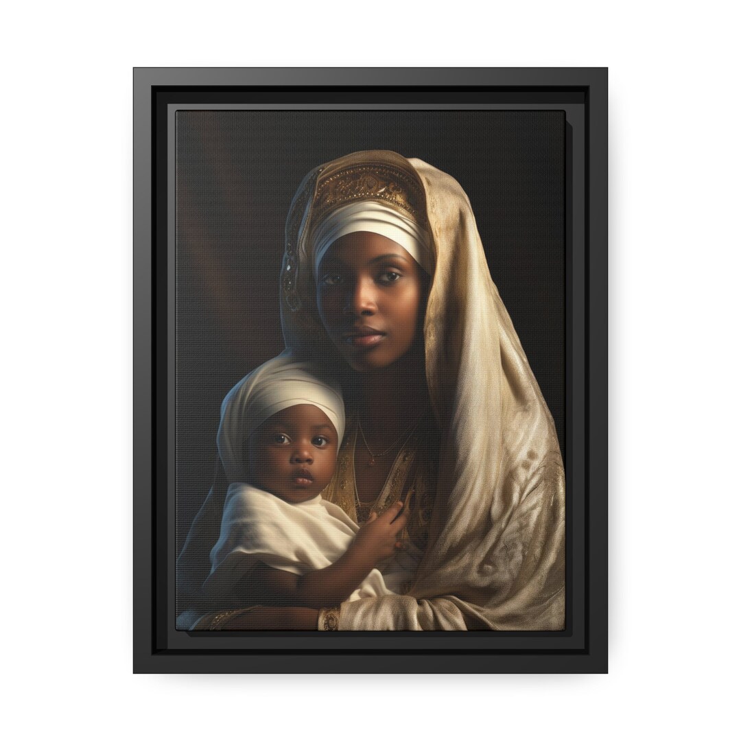 Our Lady of Kibeho Holding Child Jesus - Matte Canvas Art Print, Black ...