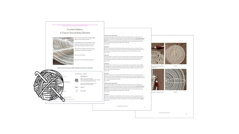 Crochet Baby Blanket Pattern PDF Round Baby Blanket DIY Stroller ...