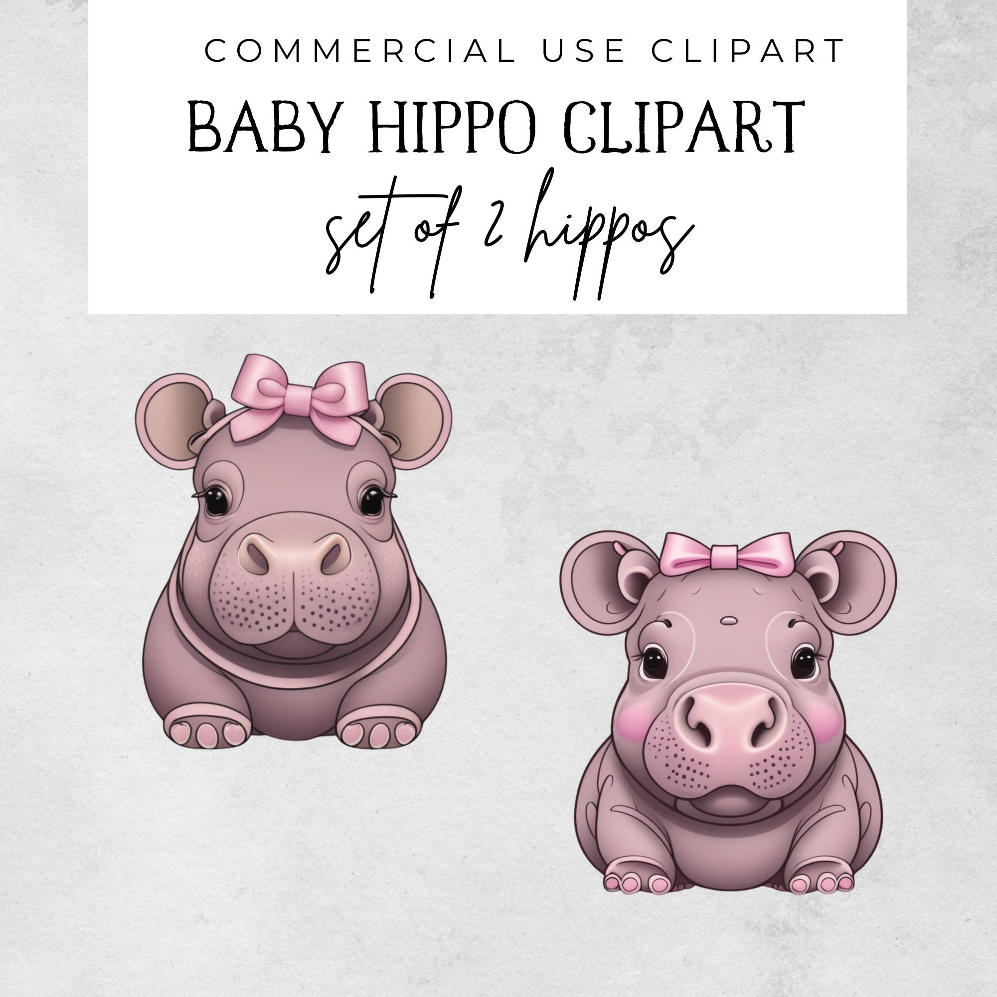 Cute Baby Hippo Clipart Pink Hippo Png Little Animal - Etsy