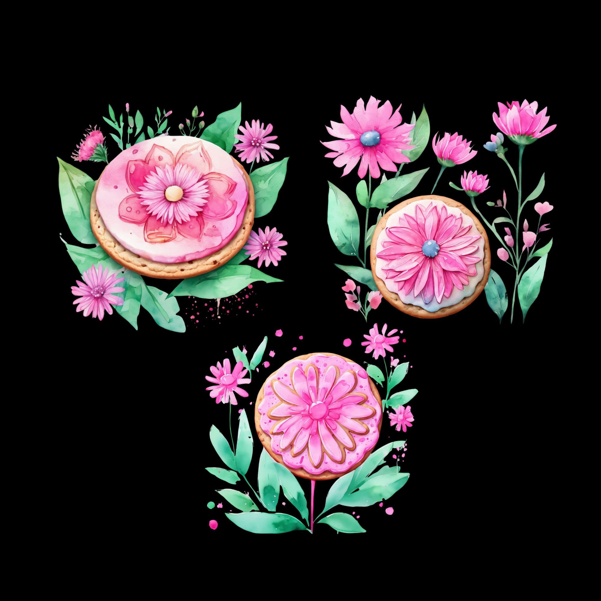 Sugar Cookie Clipart Floral Cookies Png Sweet Treat Dessert - Etsy