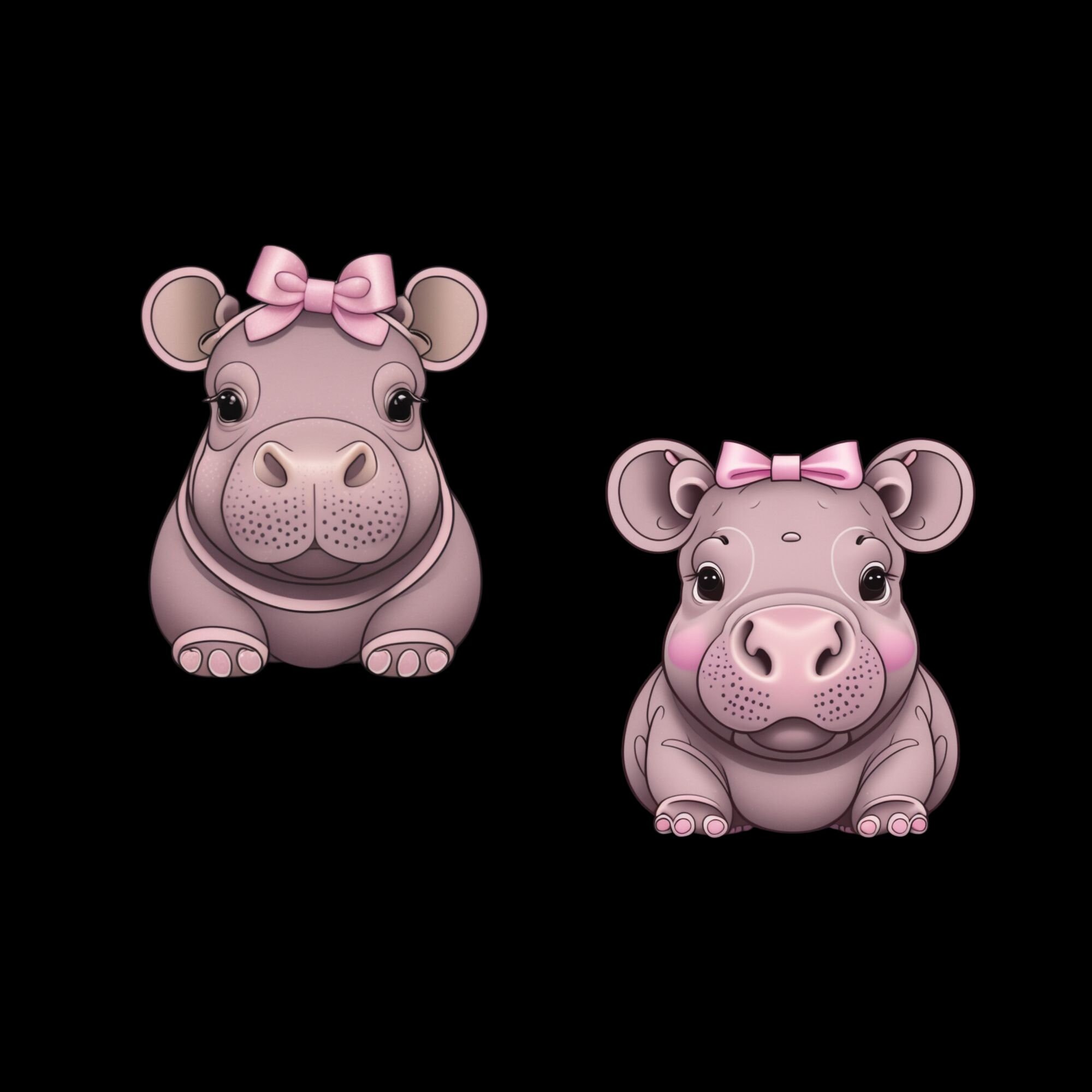 Cute Baby Hippo Clipart Pink Hippo Png Little Animal - Etsy