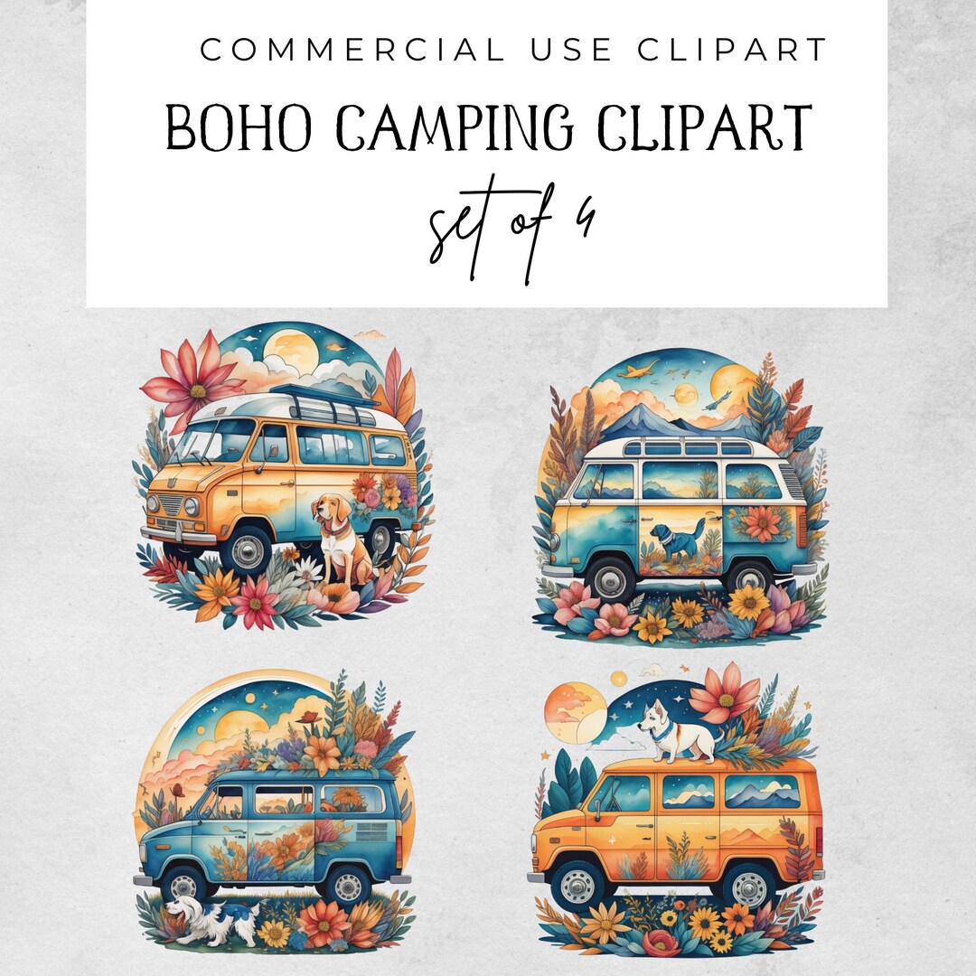 Watercolor Vintage Camper Png. Camper Van Clipart. PNG Format - Etsy
