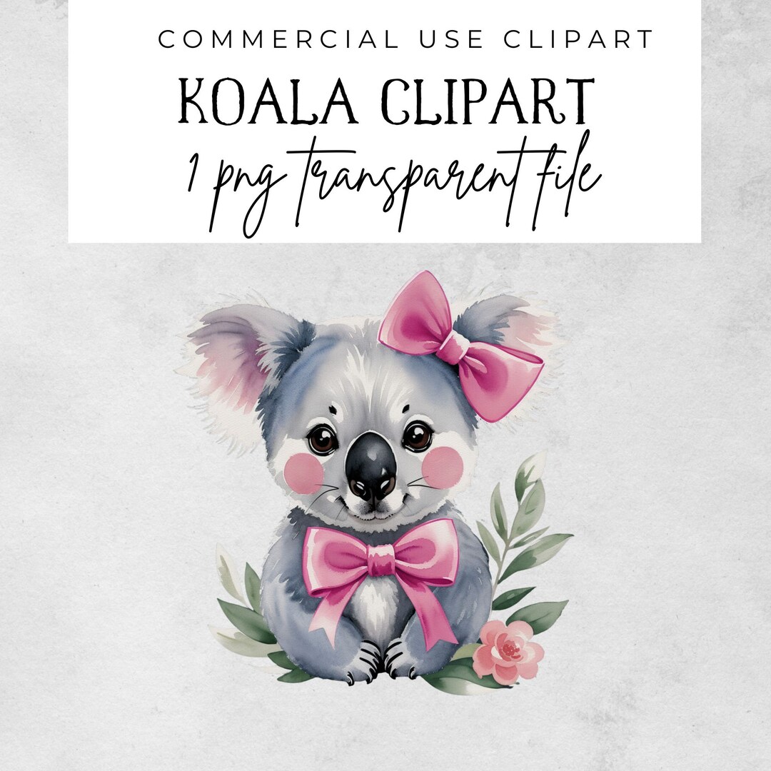 Koala Clipart Commercial Use Watercolor Koala Png Digital - Etsy