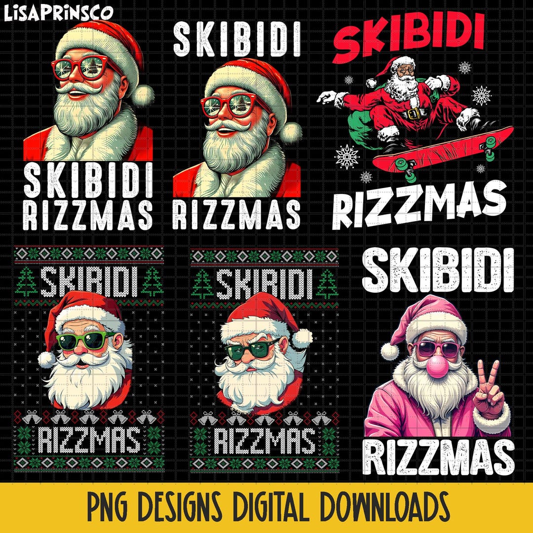 25skibidi Rizzmas PNG Bundle, Merry Rizzmas Png, Santa Claus Rizz Png ...