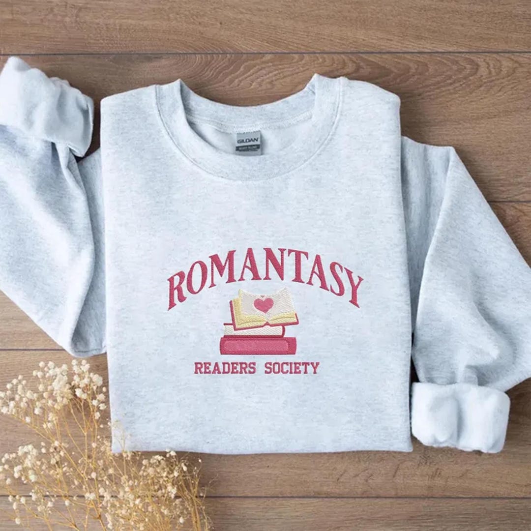 Romantasy Readers Society Embroidery Sweatshirt, Book Lovers ...