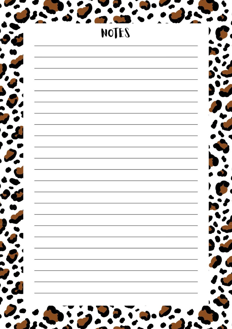 Leopard Notes Printable Digital Download - Etsy
