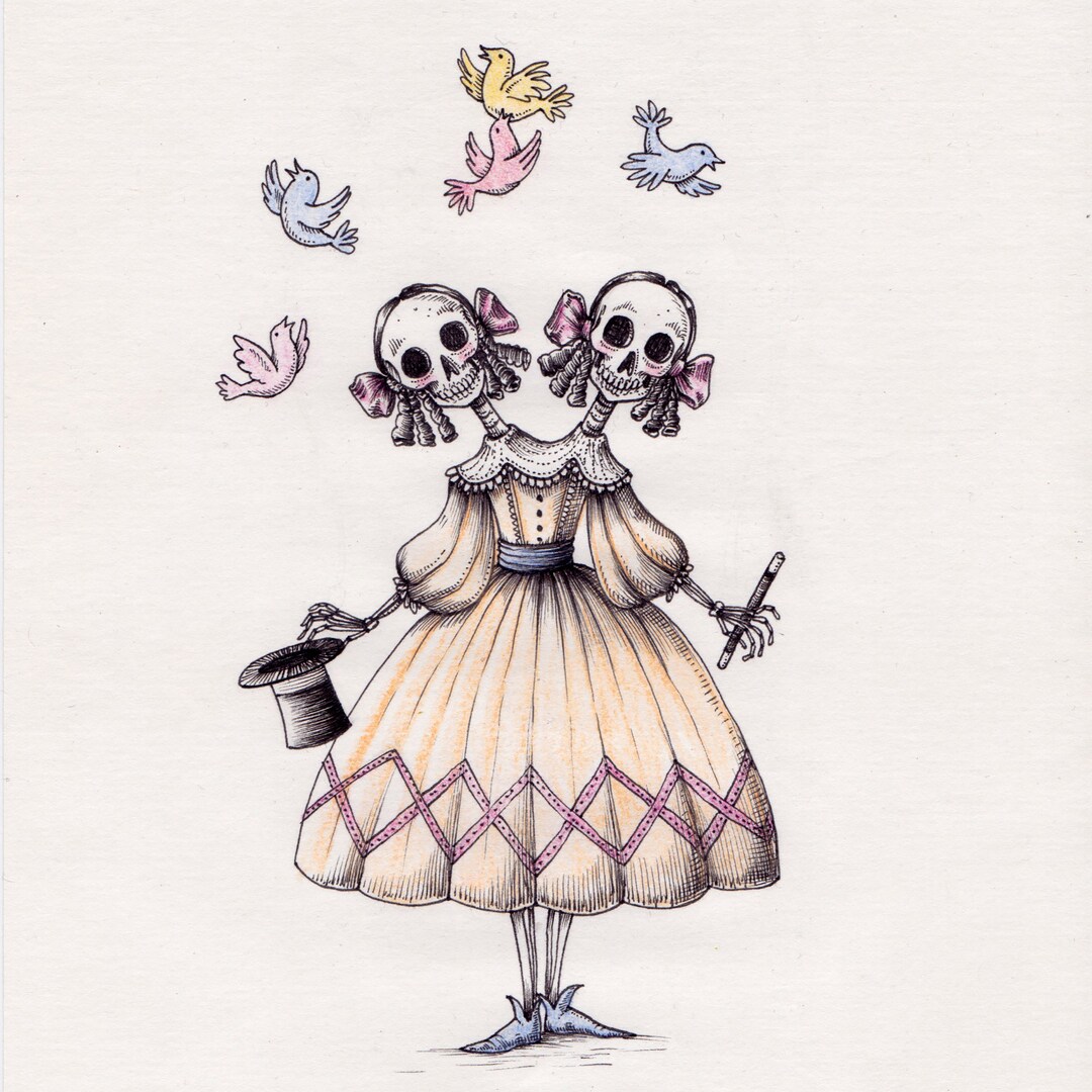 Original Drawing siamese CIRCUS Twins - Etsy
