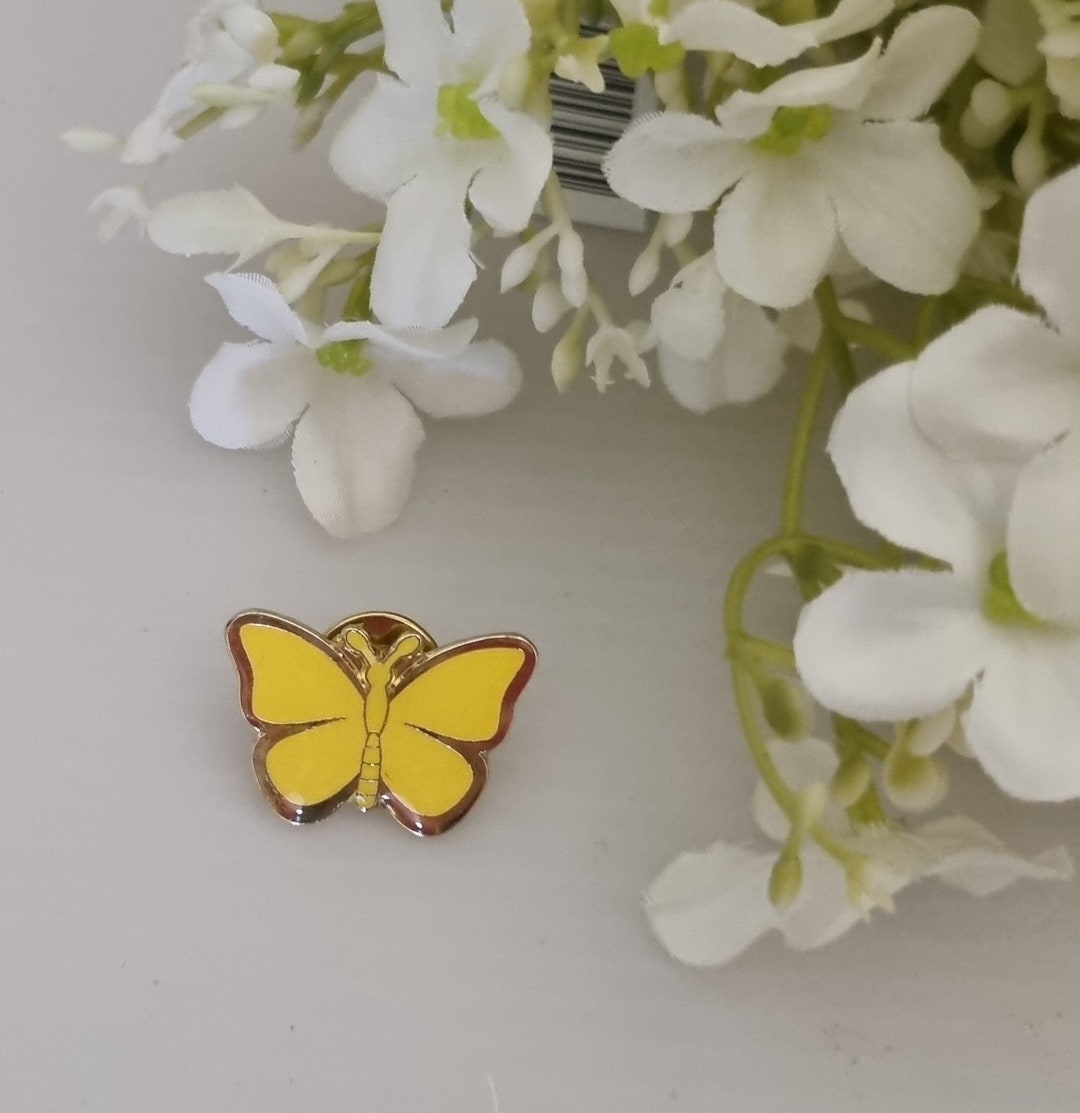 In Memory Yellow Butterfly Lapel Pin Badge. Nickel Plated and Enamel ...