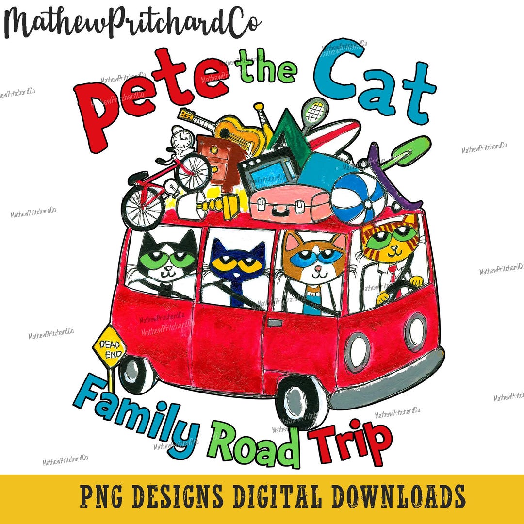 Pete the Cat Family Road Trip Png, Pete the Cat Png, for Kid, Cat Lover ...
