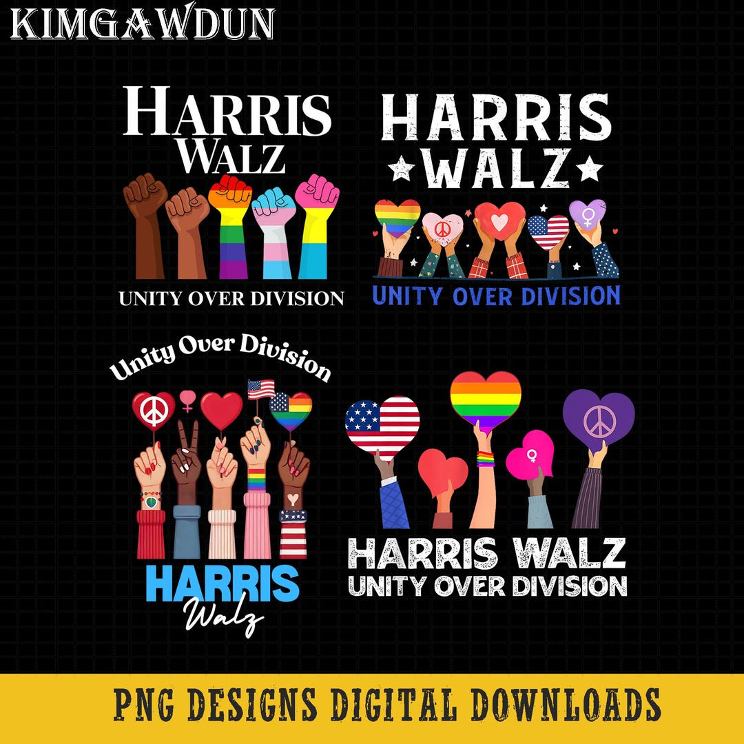 Harris Walz Png, Unity Over Division Png, Election 2024 PNG, Gift for ...