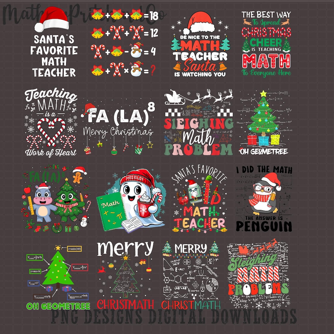 15 Christmas Math Png Bundle, Funny Math , Math Teacher, Math Christmas ...