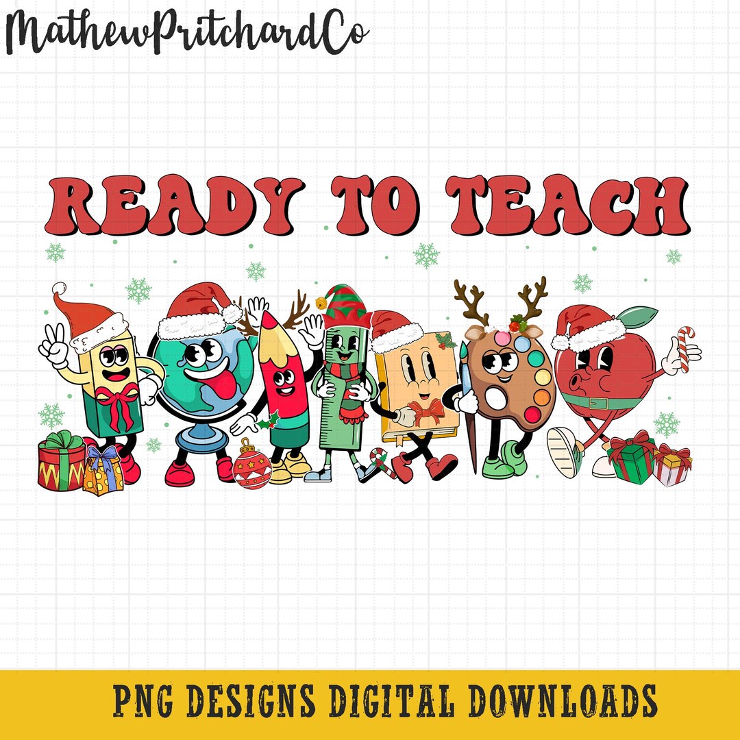 Christmas Teacher Png, Ready to Teach Png, Children's Book, Gift for ...