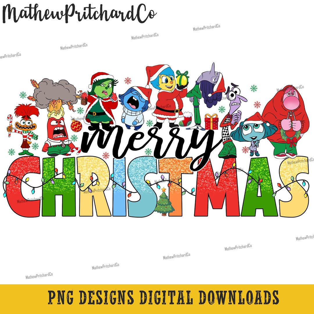 Merry Christmas Inside Out Png, Cartoon Emotions Friends Christmas ...