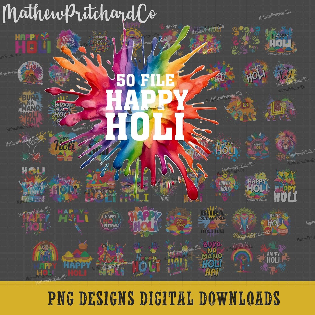 50+ Happy Holi Png Bundle, Indian Festival, Colorful Hands, Cute Holi ...