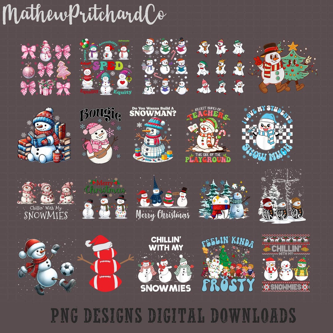 20 Merry Christmas Snowman PNG Bundle, Students Snow Much Fun Christmas ...